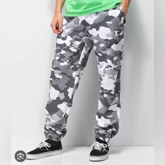 Champion | Pants | Champion Gray Camo Fleece Cuffed Sweatpants Joggers ...